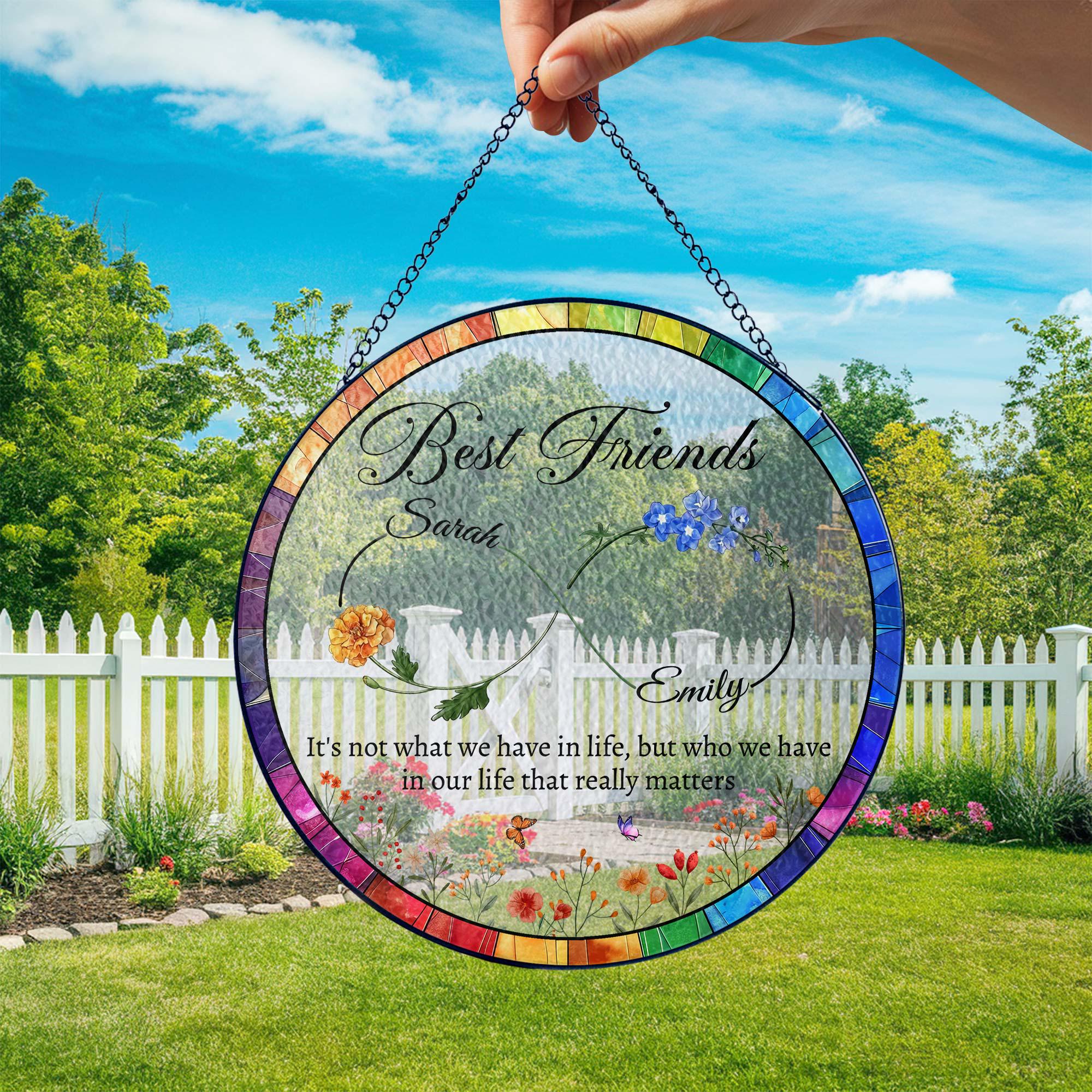 Best Friends Stained Glass Suncatcher, Personalized Best Friend Birth ...