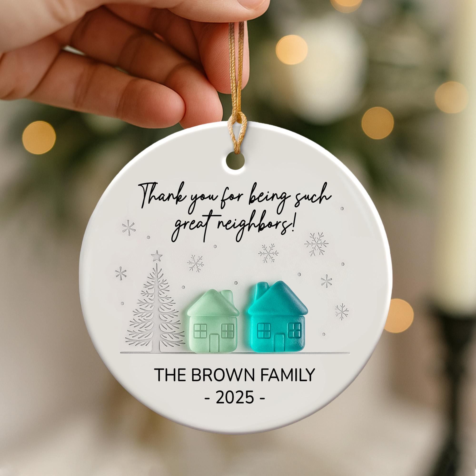 Sea Glass 2D Effect Neighbor Christmas Ornament, Thank You Neighbours ...