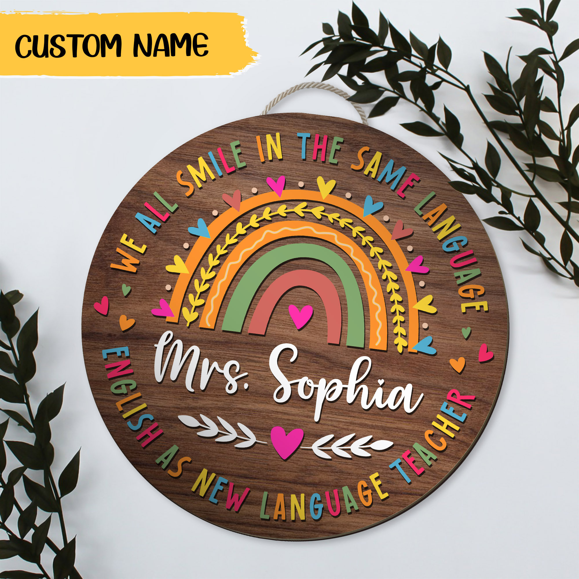 Personalized Teacher Door Sign ESL Teacher Door Hanger ESL - Etsy