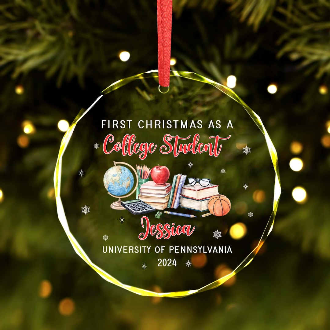 First Christmas as A College Student Ornament, Custom Freshman ...