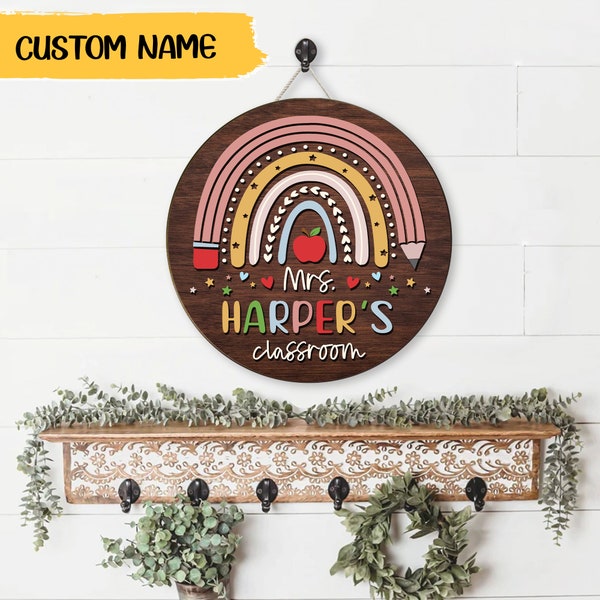 Rainbow Teacher Sign - Etsy