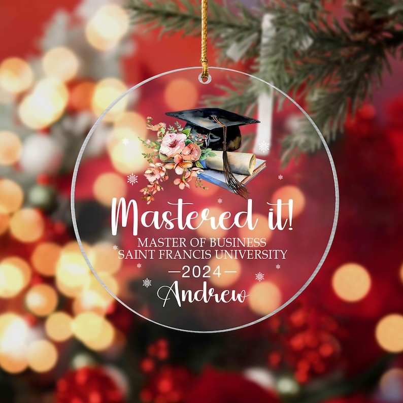 Personalized Masters Degree Ornament, Grad Student Ornament 2024 ...