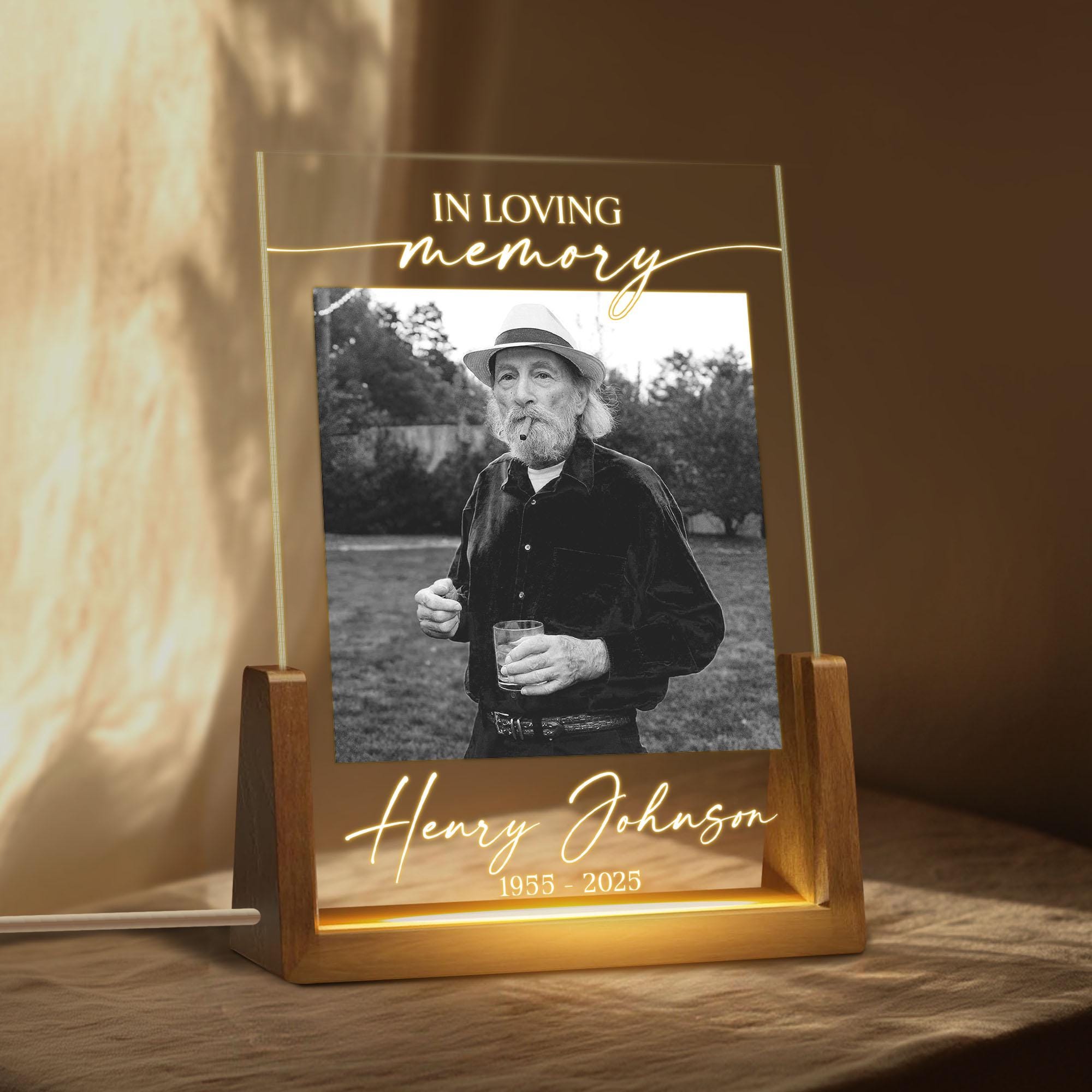 Custom Photo Memorial Night Light, Dad Mom Remembrance in Loving Memory ...
