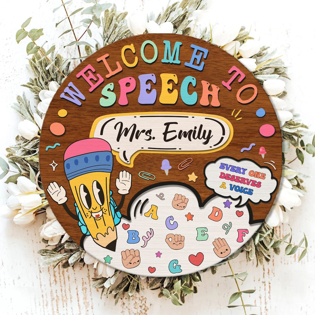 Welcome to Speech Door Sign, Speech Therapy Sign, Speech Language ...