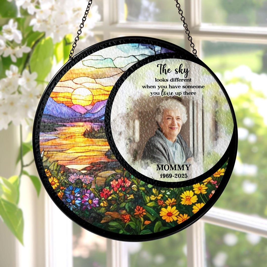 Memorial Stained Glass Suncatcher Sympathy Gift Custom Photo Family ...