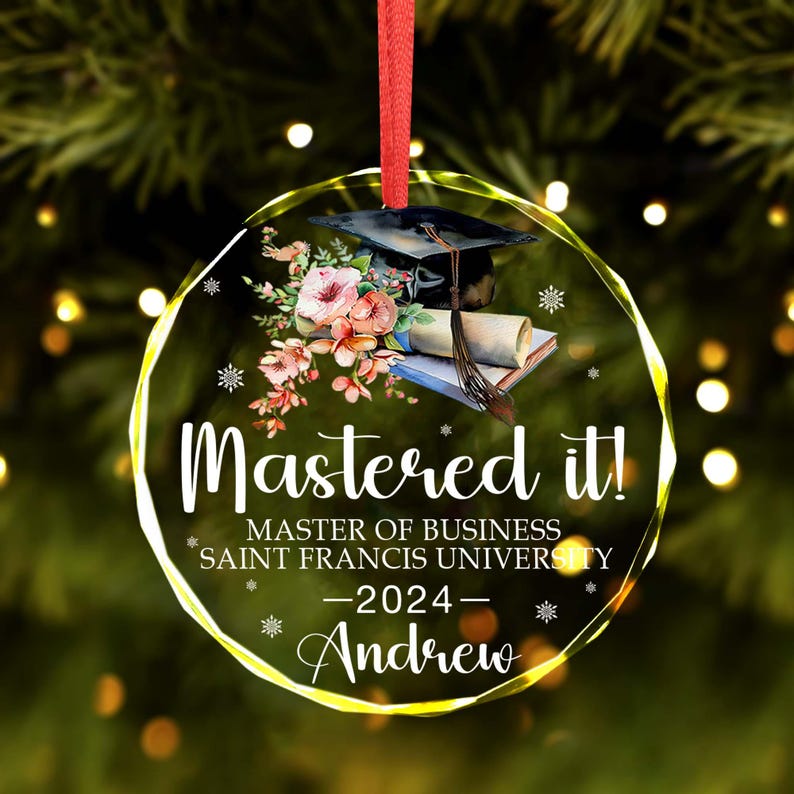 Personalized Masters Degree Ornament, Grad Student Ornament 2024 ...