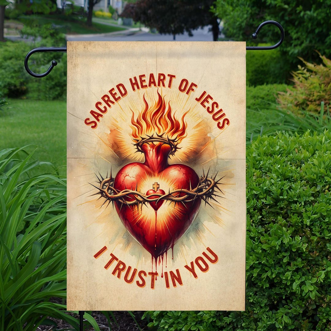 Sacred Heart of Jesus I Trust in You Catholic Flag, Sacred Heart of ...