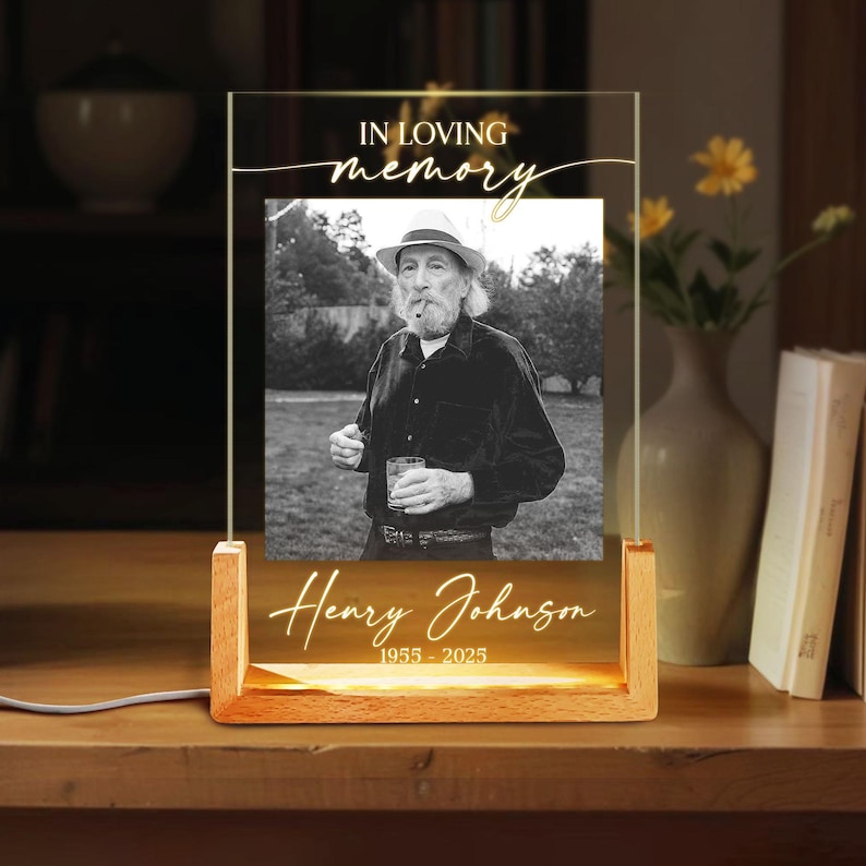 Custom Photo Memorial Night Light, Dad Mom Remembrance in Loving Memory ...