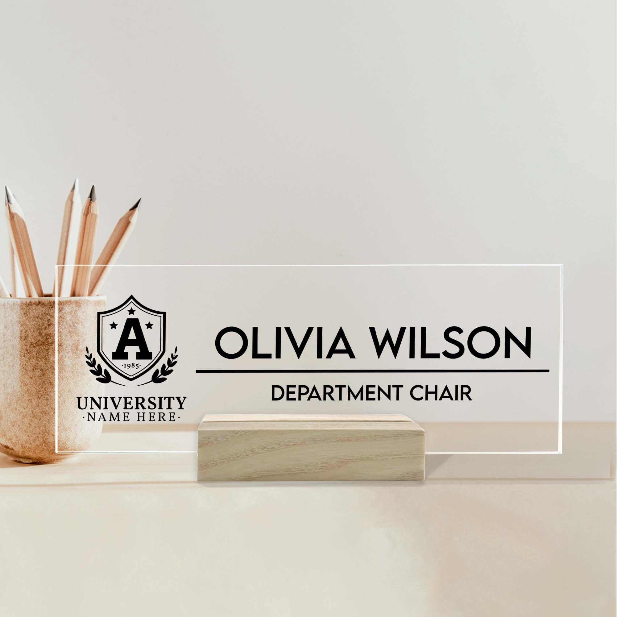Personalized Desk Name Plate Block Logo, Professional Office Decor ...