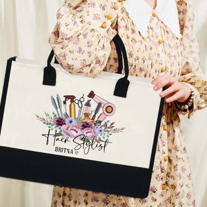 Personalized Hair Stylist Custom Tote Bag, Hairstylist Gift Hairdresser ...