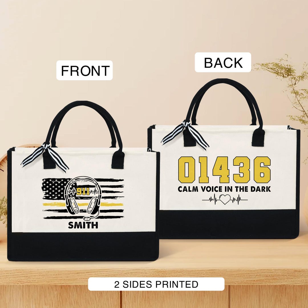 Personalized 911 Dispatcher Tote Bag Gift, 911 American Flag Emergency ...