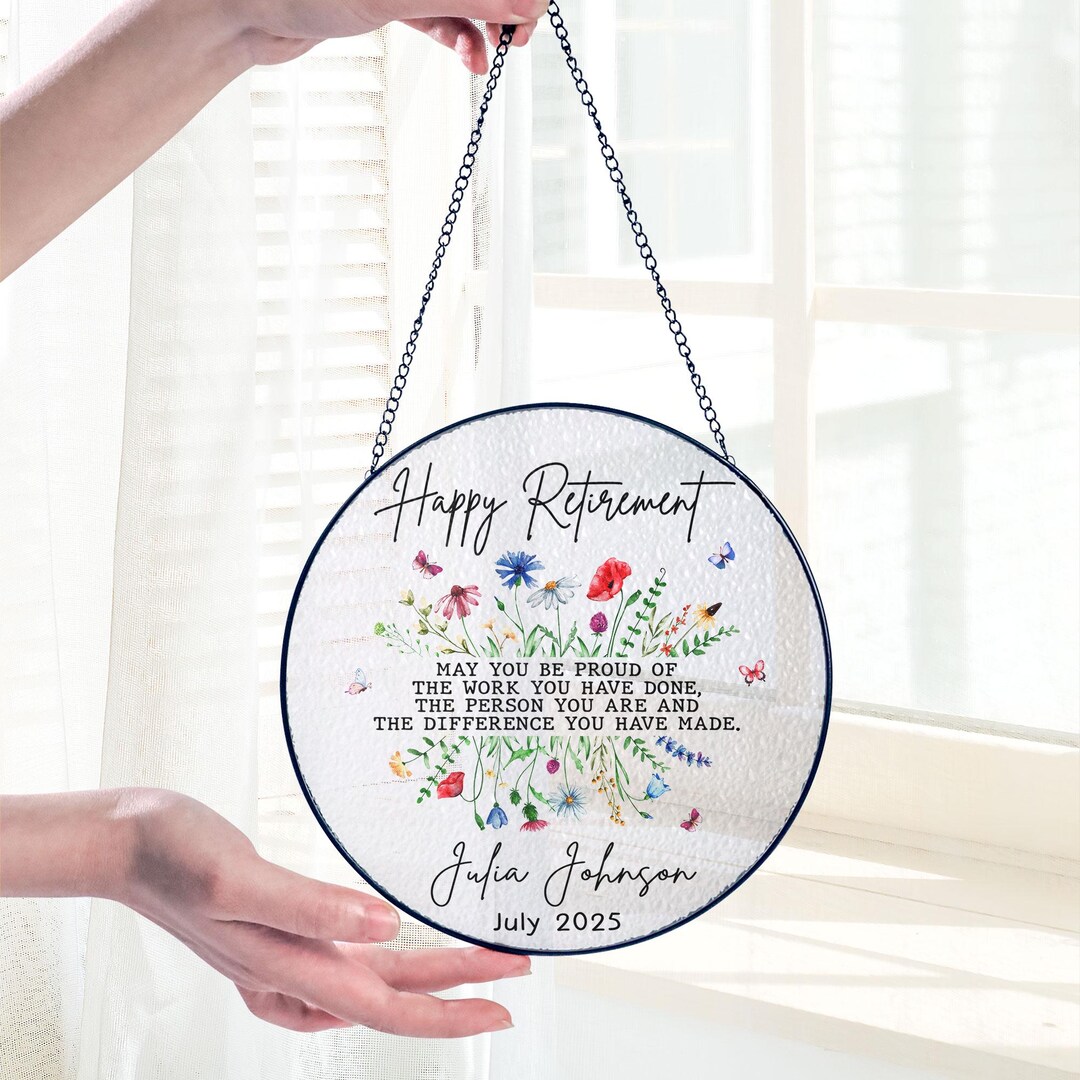 Personalized Retirement Stained Glass Suncatcher, Retirement Gift ...