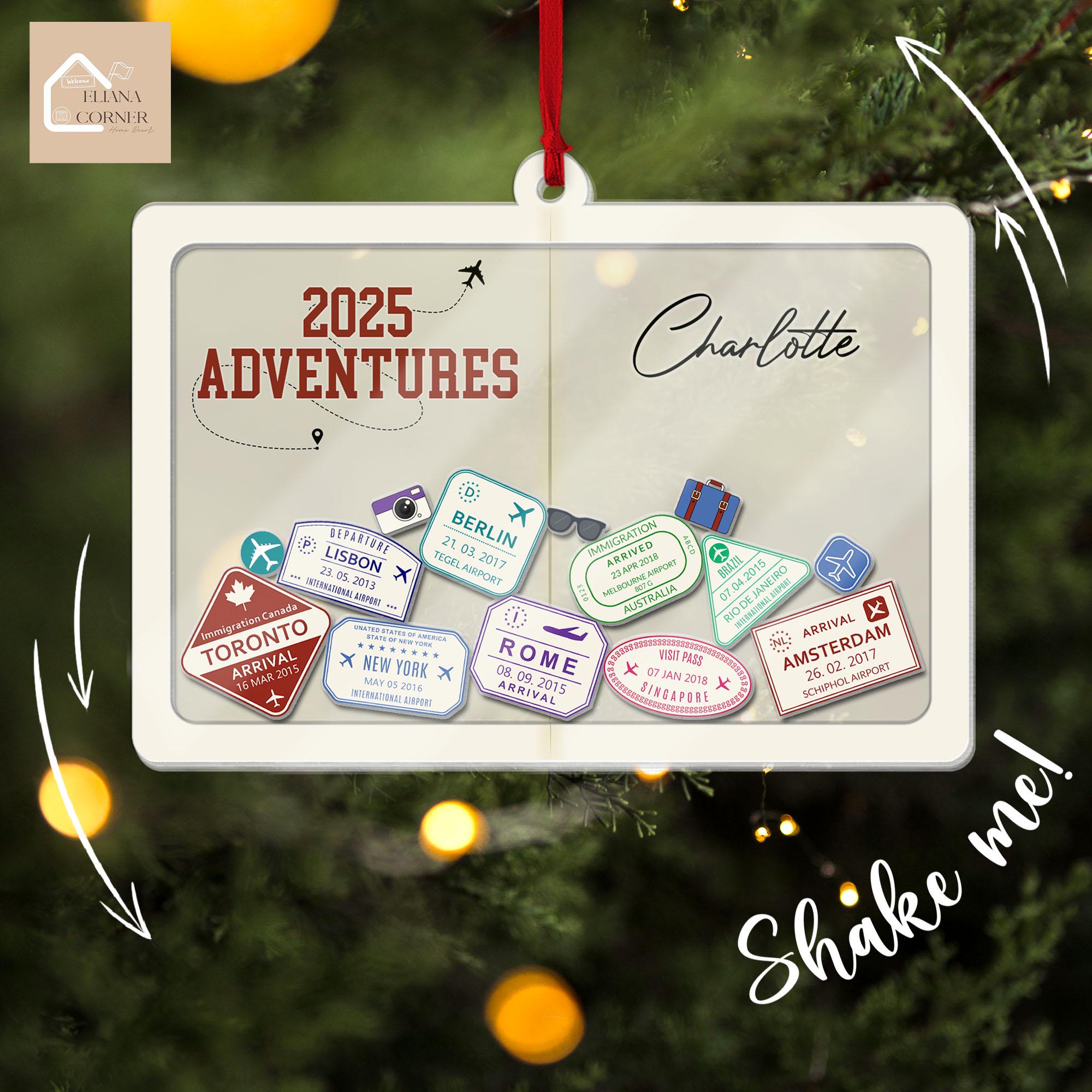 Custom Travel Adventures Passport Ornament, 4D Travel Shaker Ornament ...