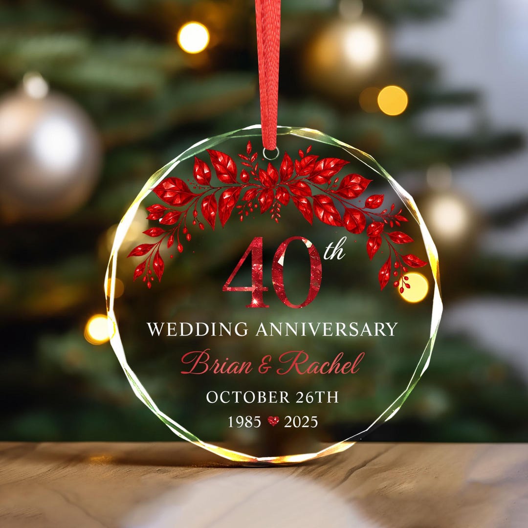 Personalized 40th Wedding Anniversary Christmas Ornament, Ruby Wedding ...