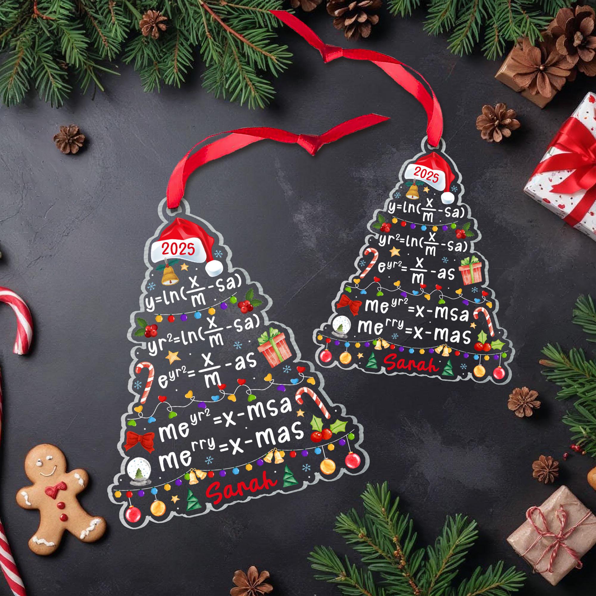 Personalized Math Teacher Ornament, Math Equation Christmas Tree ...