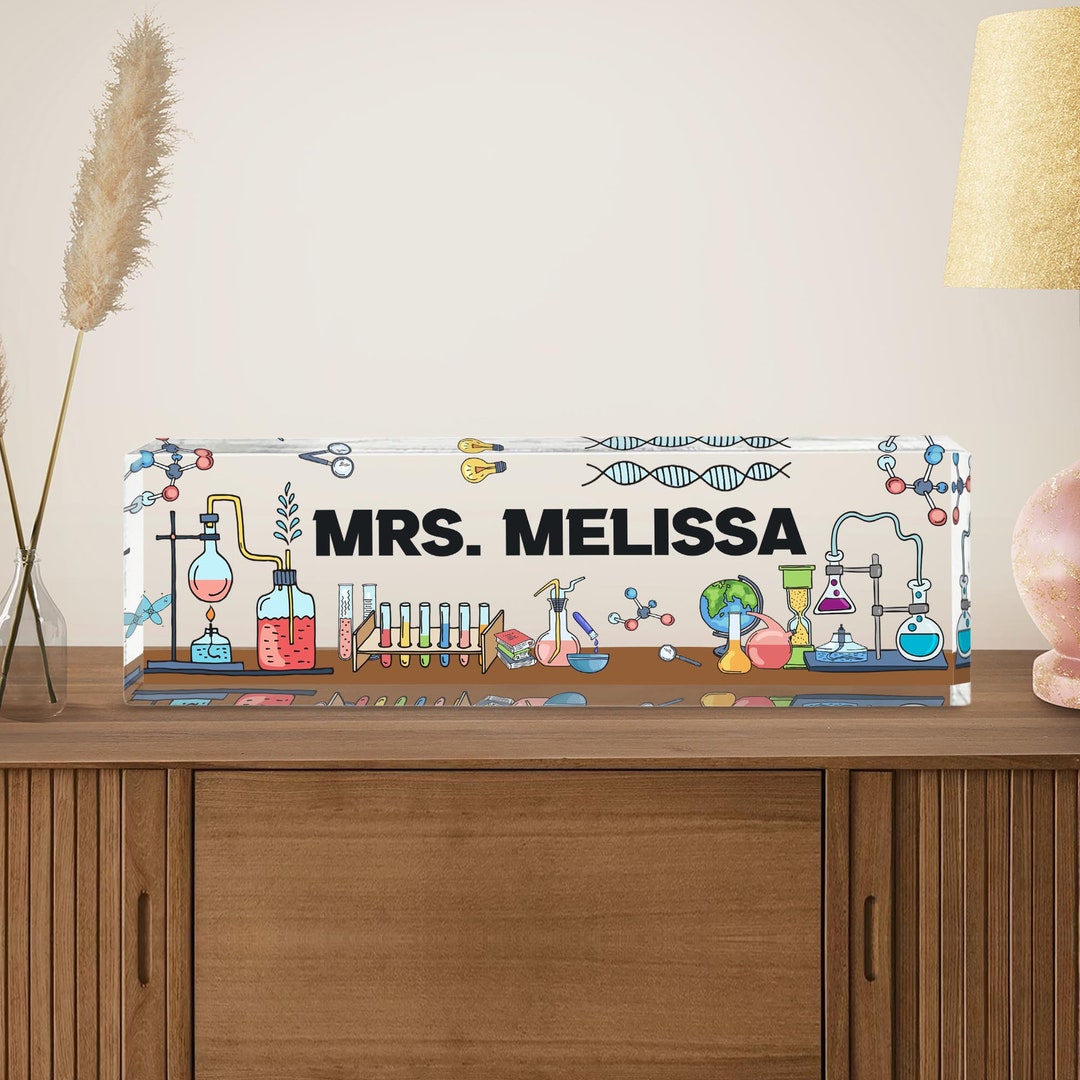 Science Lab Teacher Sign, Personalized Teacher Desk Name Plate ...