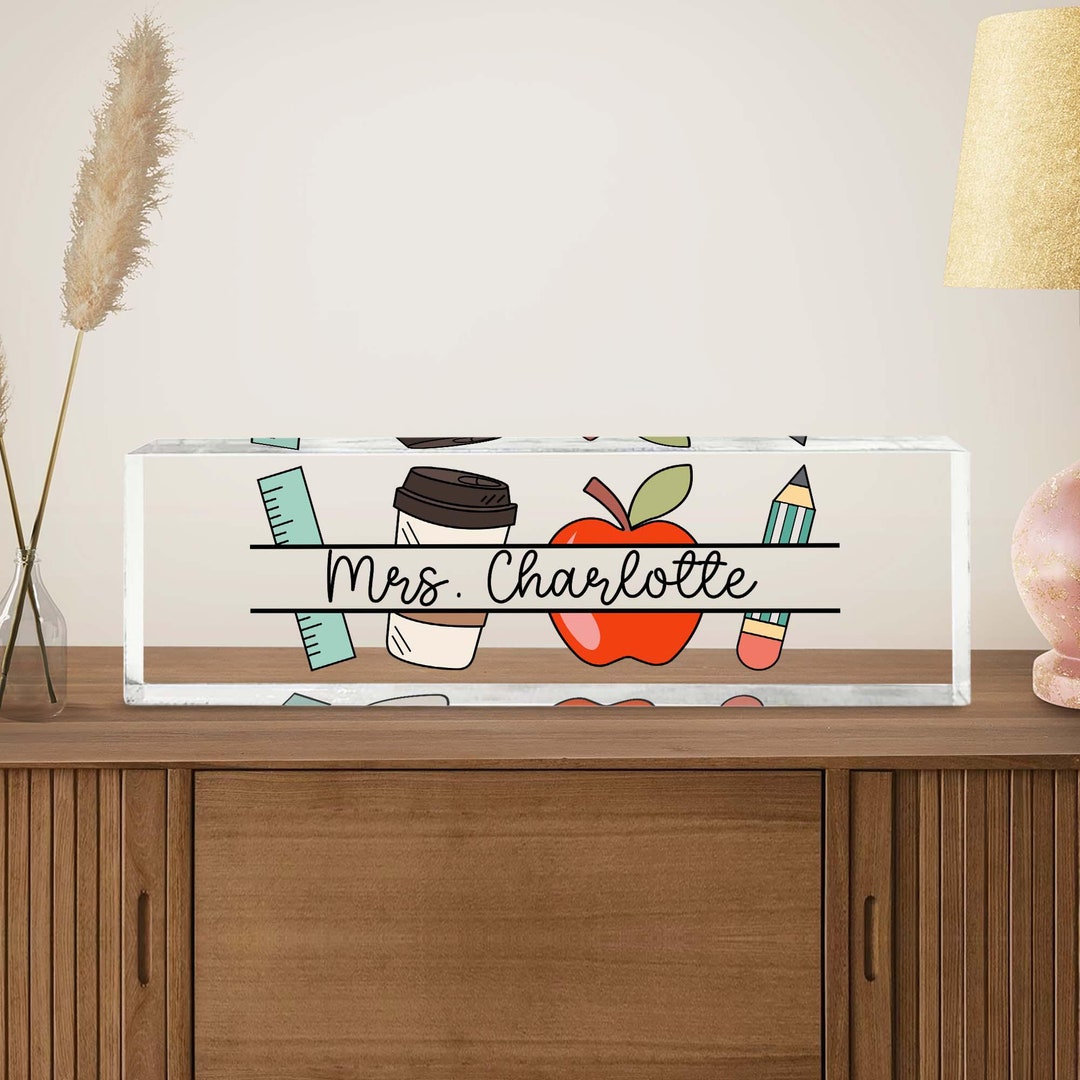 Personalized Name Desk Plate for Teacher, Custom Teacher Name Sign for ...