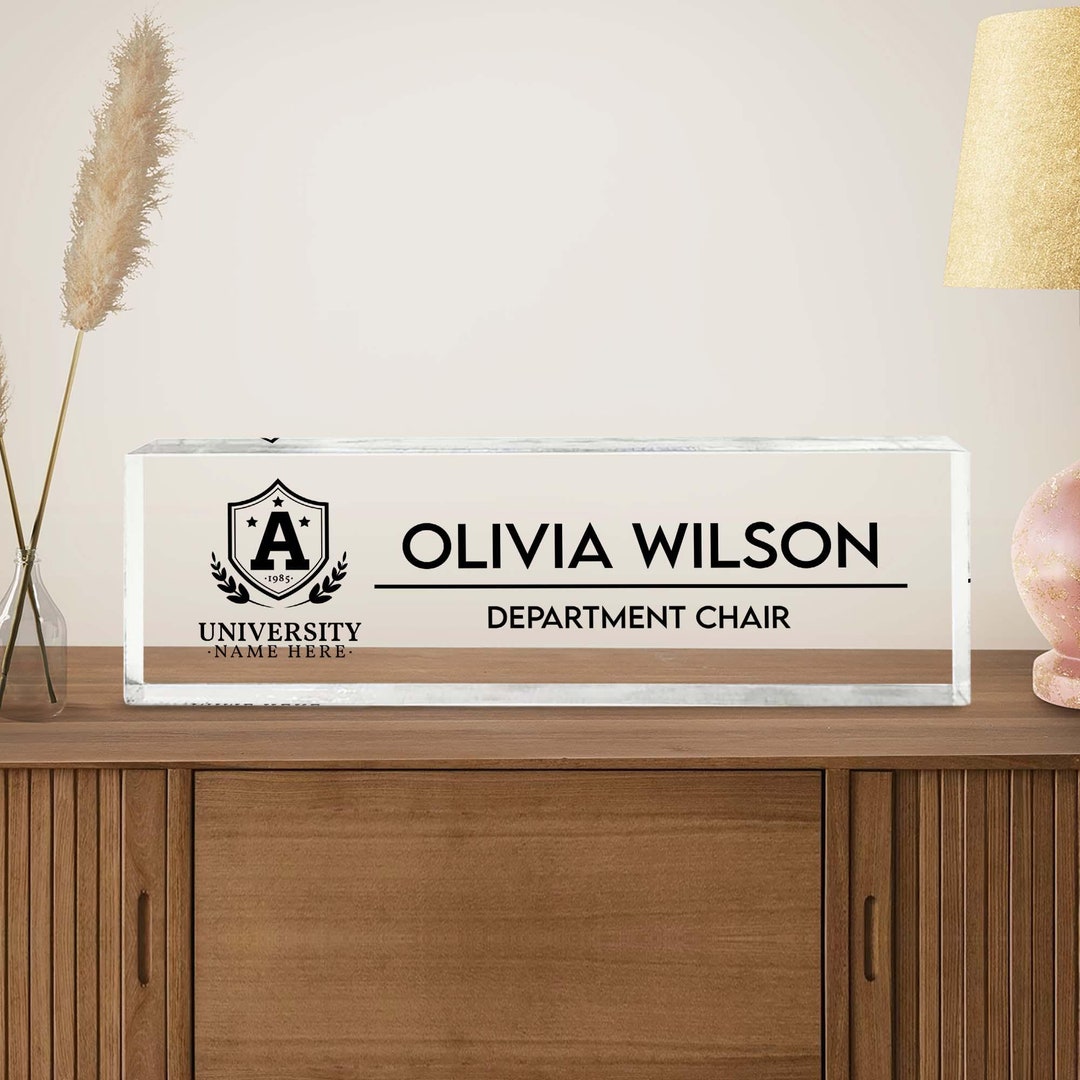 Personalized Desk Name Plate Block Logo, Professional Office Decor ...