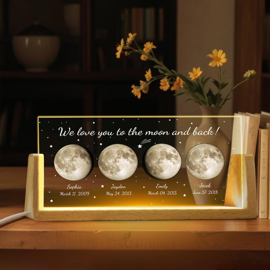 Personalized Moons Phase With Kids Names, Custom Moons Phase Night ...
