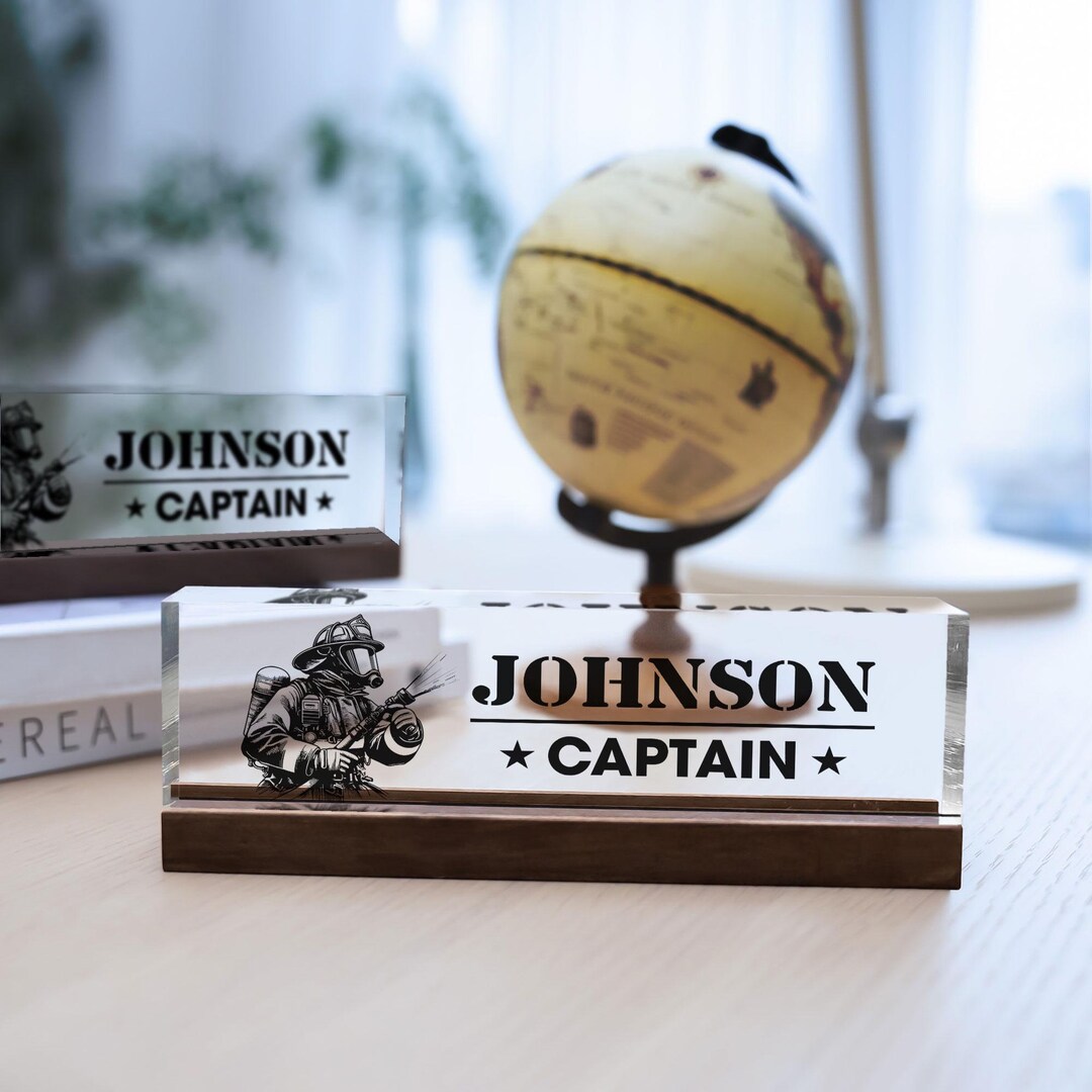Custom Firefighter Desk Name Plate, Personalized Fireman Nameplate ...