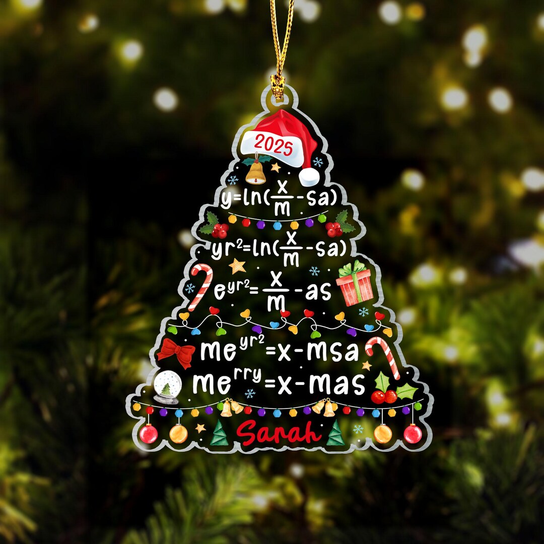 Personalized Math Teacher Ornament, Math Equation Christmas Tree ...