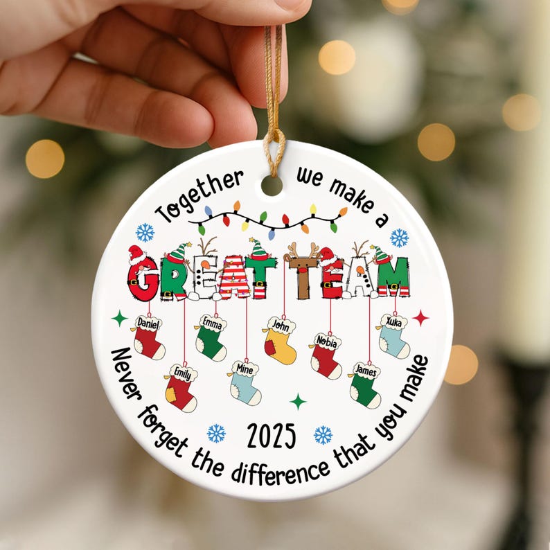 Personalized Team Ornament, Custom Office Christmas Gift, Employee ...
