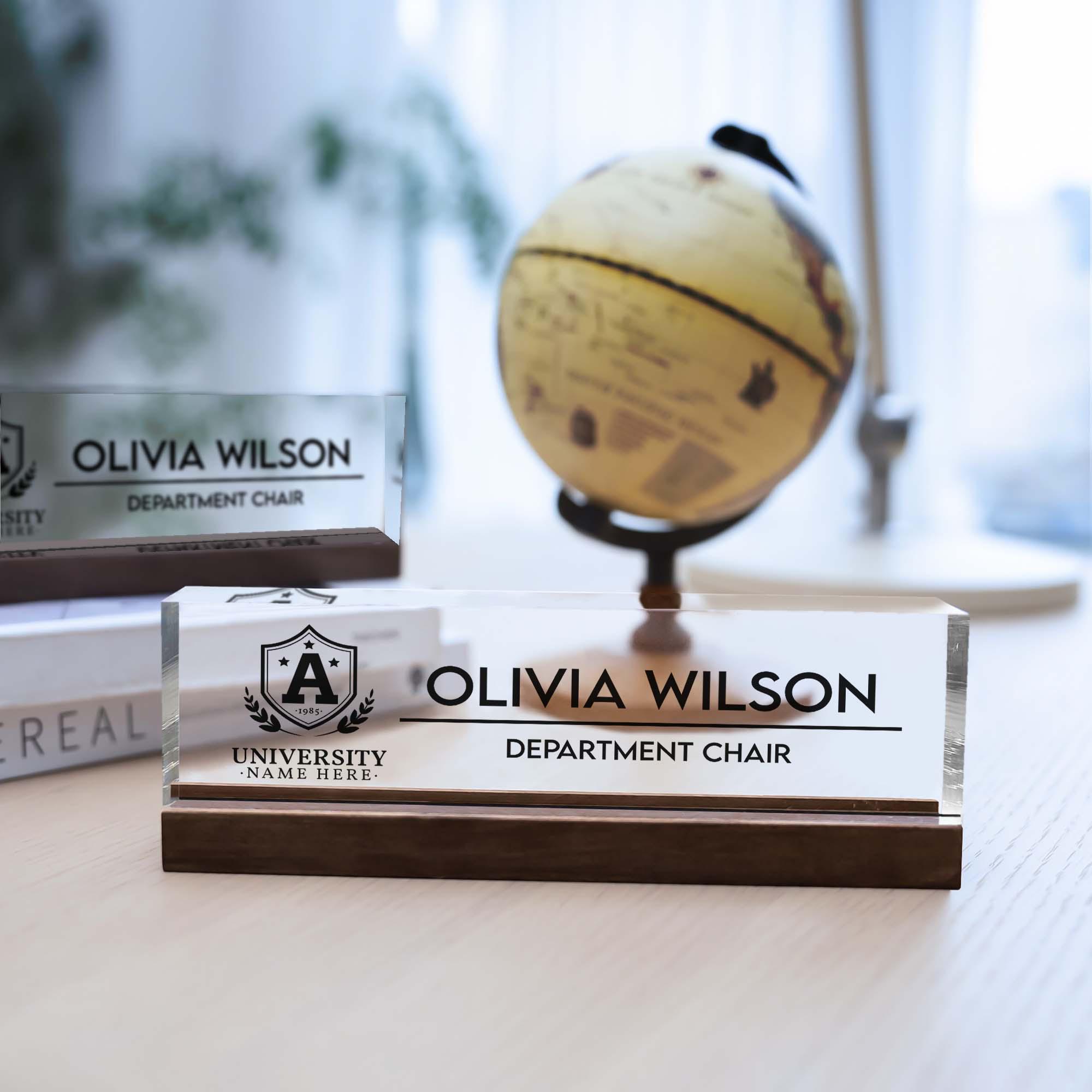 Personalized Desk Name Plate Block Logo, Professional Office Decor ...
