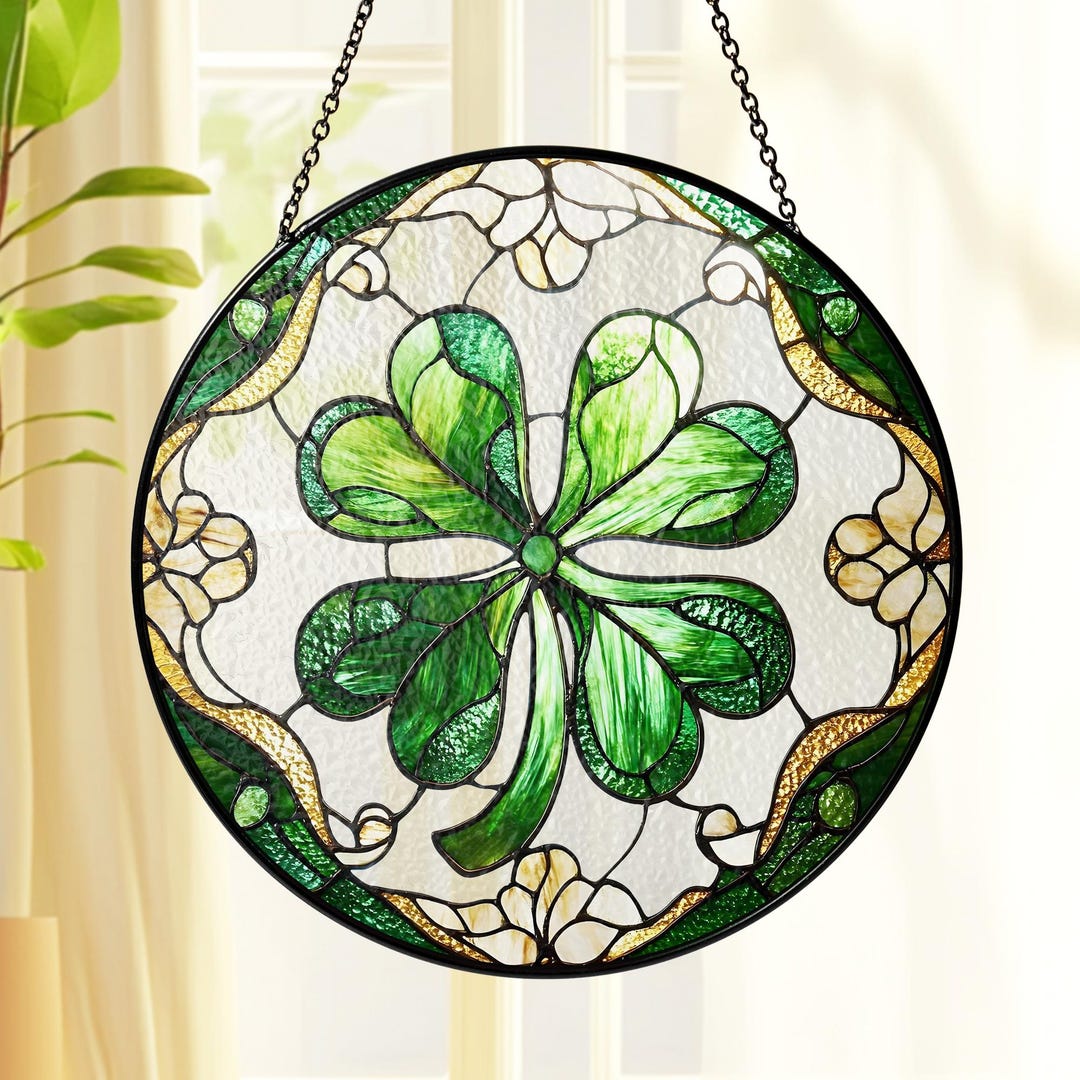 Shamrock Stained Glass Suncatcher, Shamrock Window Hangings,irish Decor ...