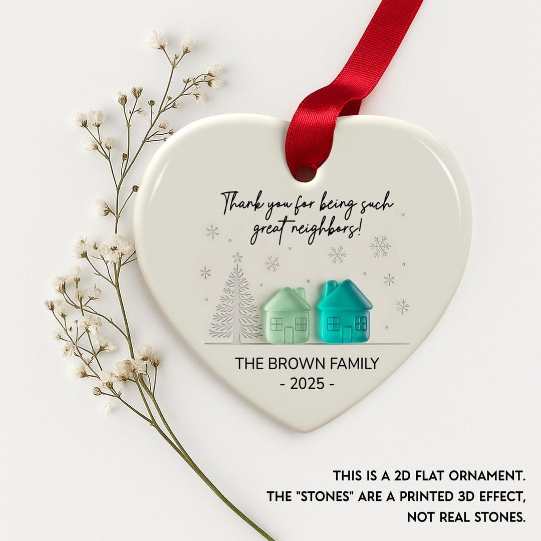 Sea Glass 2D Effect Neighbor Christmas Ornament, Thank You Neighbours ...