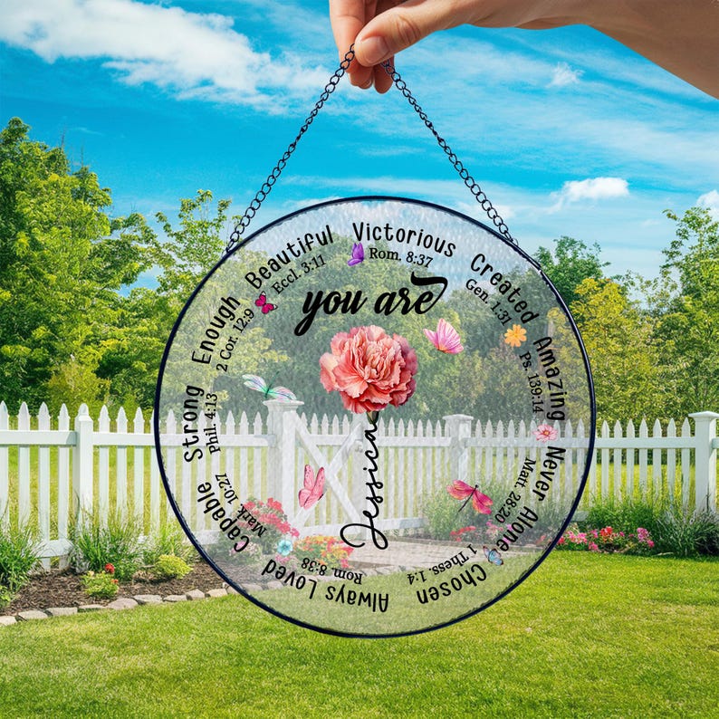 Personalized Birth Month Flower God Says You Are Glass Suncatcher ...