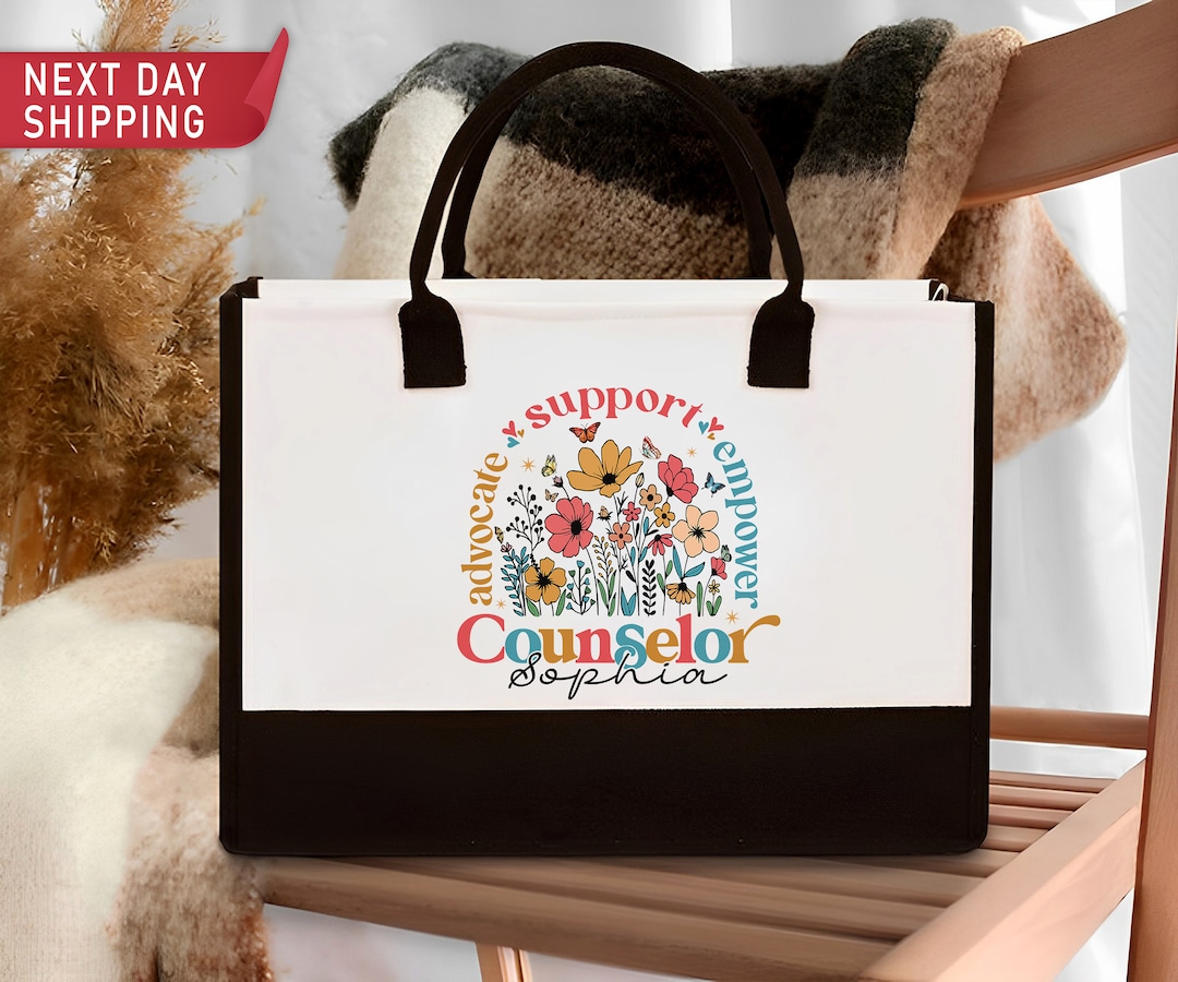 Personalized School Counselor Bag, School Counselor Tote Bag, Boho ...