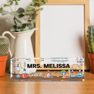 Science Lab Teacher Sign, Personalized Teacher Desk Name Plate ...