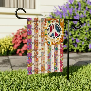 Hippie Flag, Peace Sign House Flag Imagine All the People Living Life ...