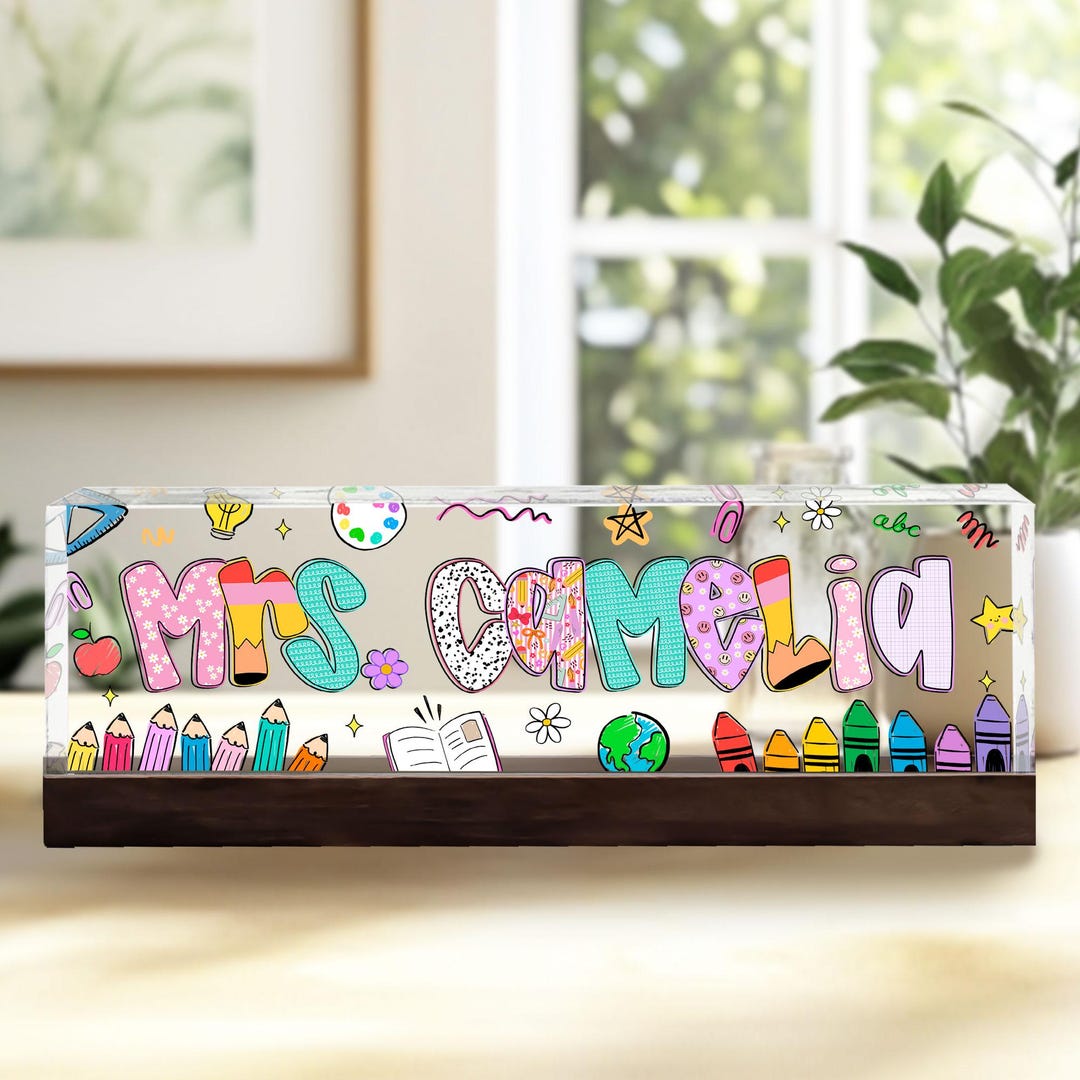 Custom Teacher Name Sign, Teacher Acrylic Desk Name Plate, Back to ...