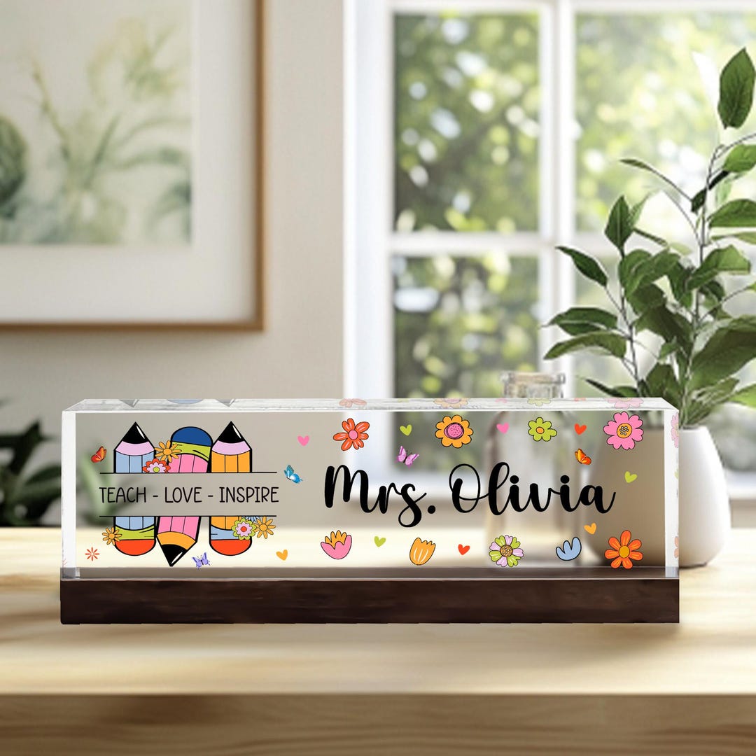 Custom Teacher Name Sign, Teacher Acrylic Desk Name Plate, Teacher ...