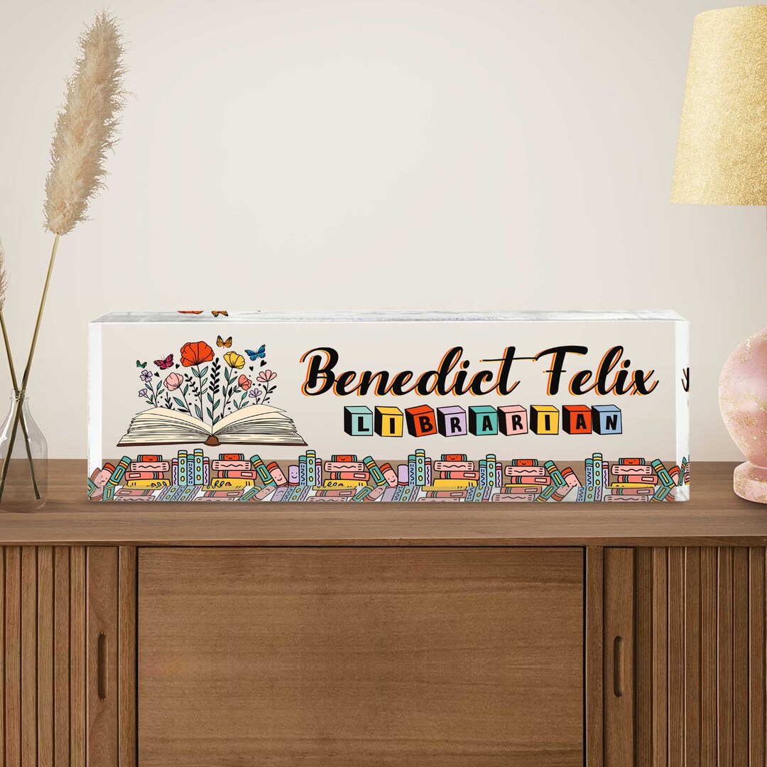 Librarian Desk Name Plate, Library Decor, Teacher Name Sign, Teacher ...