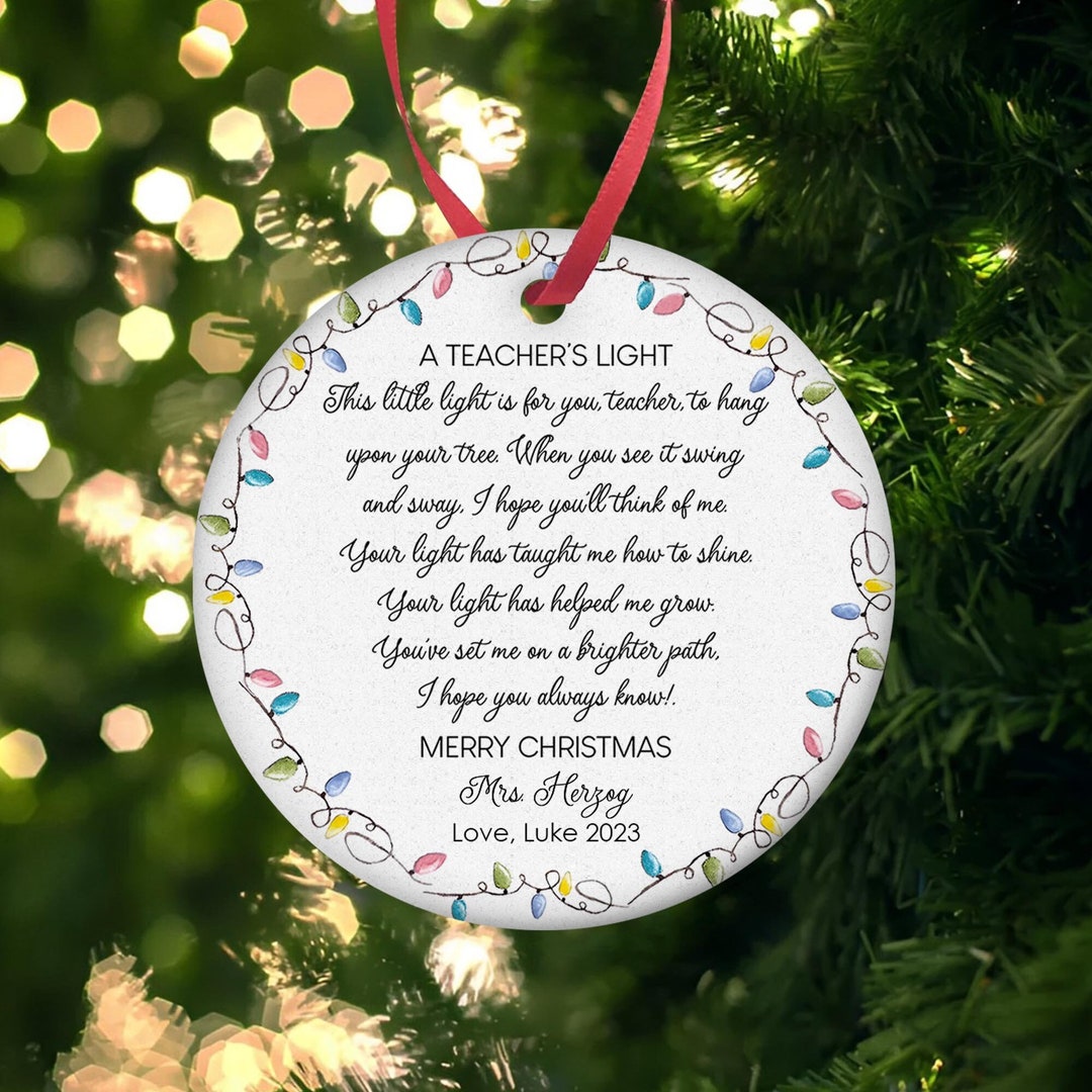 A Teachers Light Ornament, Christmas Light Ornament , Teacher Christmas ...