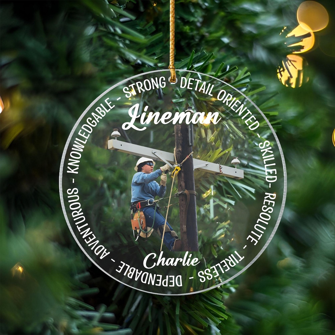 Personalized Lineman Acrylic Christmas Ornament Custom Photo Acrylic ...