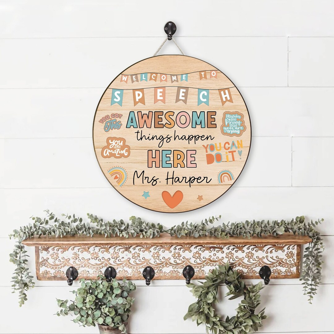 Personalized Teacher Door Sign, Welcome to Speech, Speech Language ...