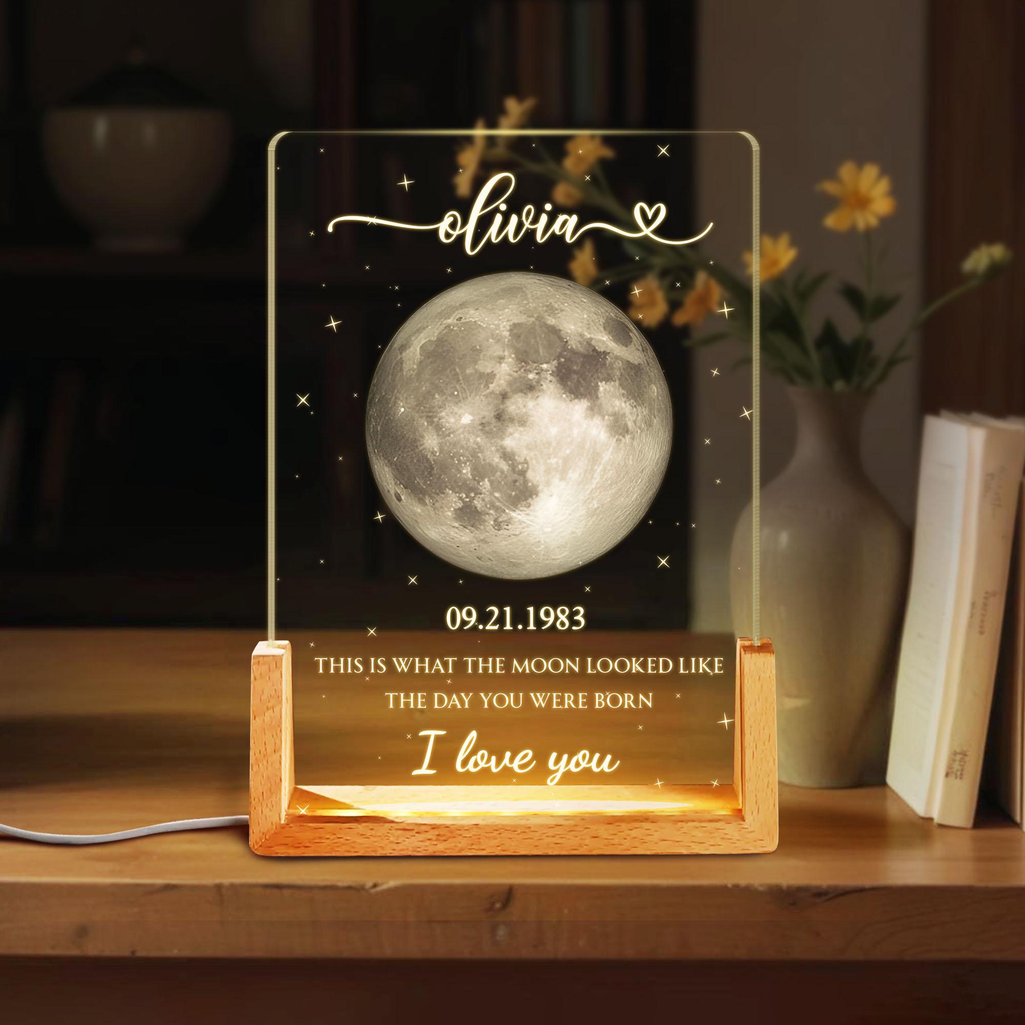 Personalized Moon Phase by Date Night Light, Custom Moons Phase Frame ...