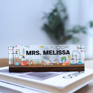 Science Lab Teacher Sign, Personalized Teacher Desk Name Plate ...