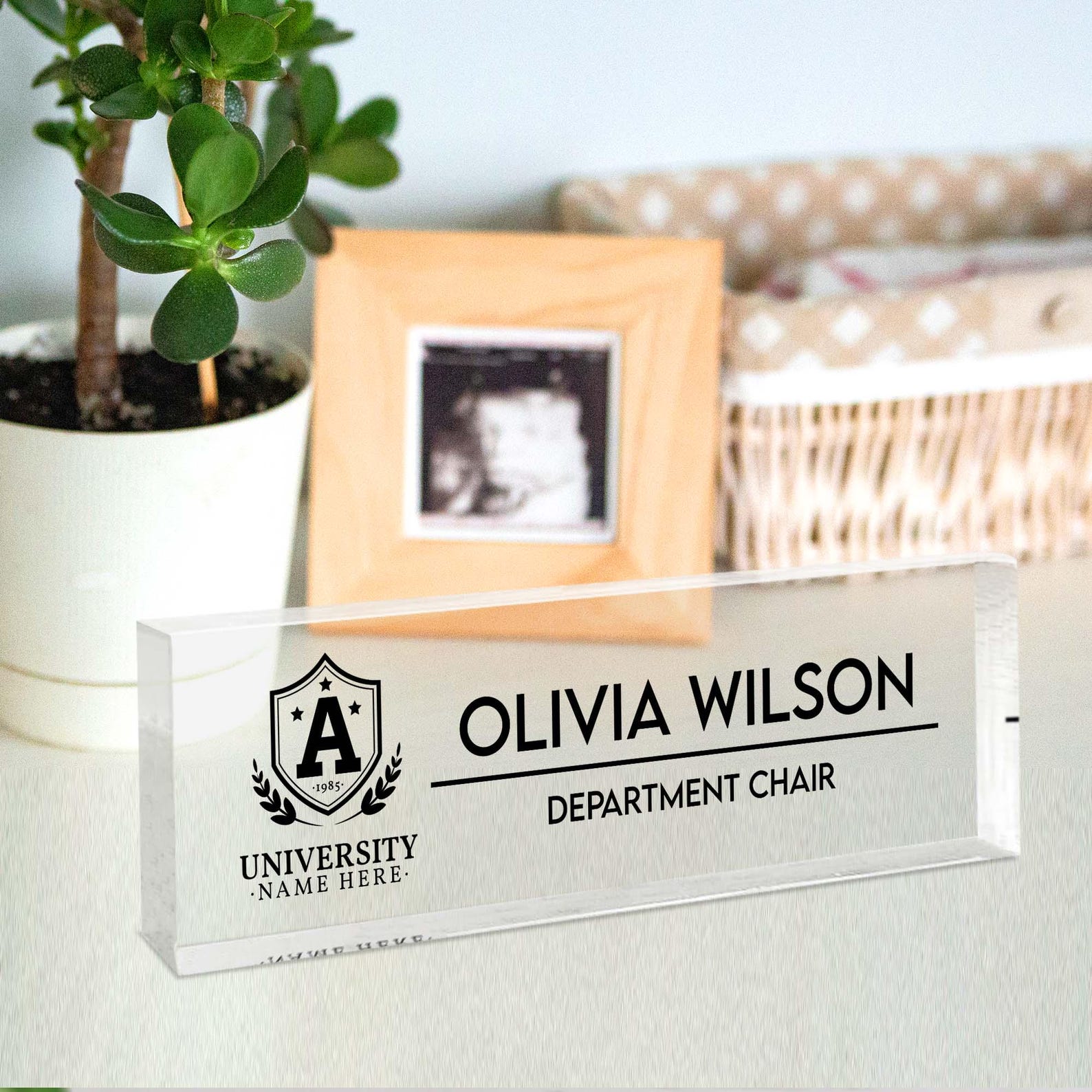Personalized Desk Name Plate Block Logo, Professional Office Decor ...