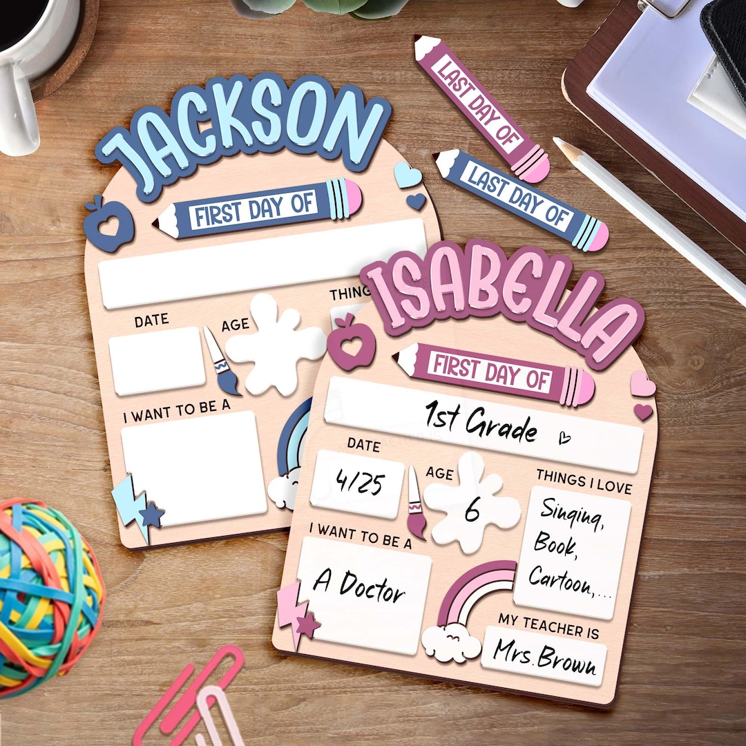 Personalized First and Last Day School Sign, Back to School Sign ...