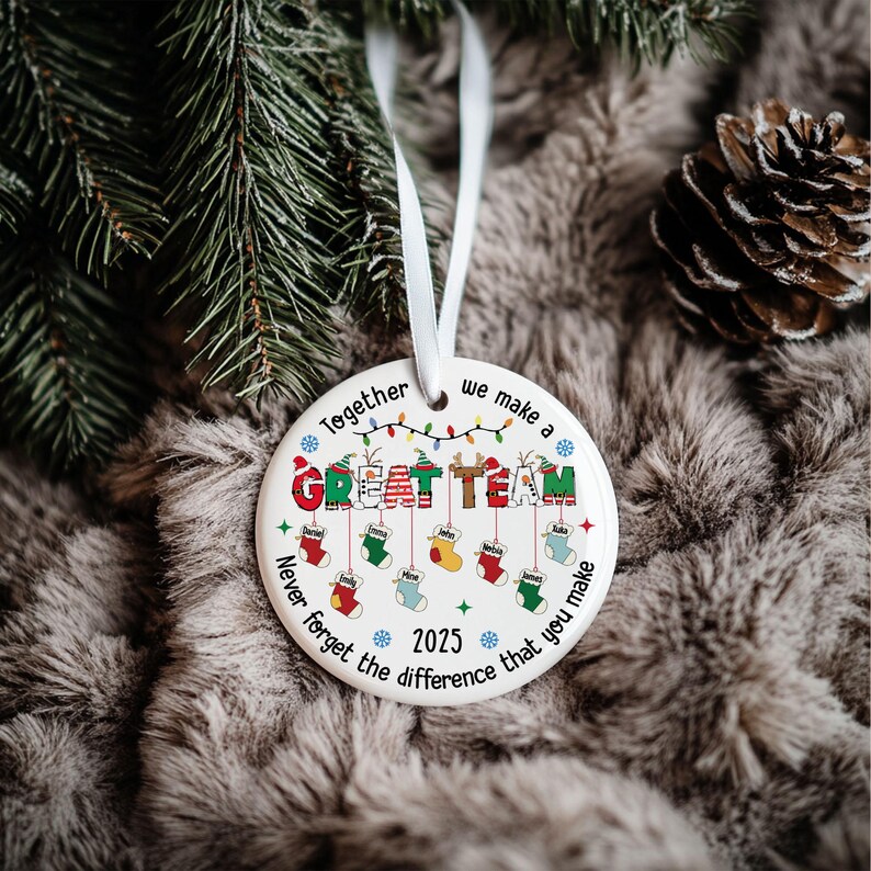 Personalized Team Ornament, Custom Office Christmas Gift, Employee ...