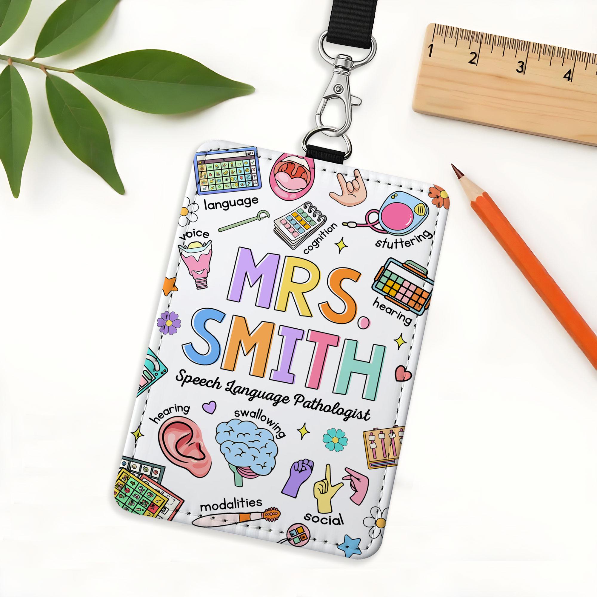 SLP Teacher ID Badge Holder, Speech Language Pathologist Gift Lanyard ...