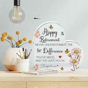 Retirement Gift, Personalized Retirement Acrylic Heart Plaque ...