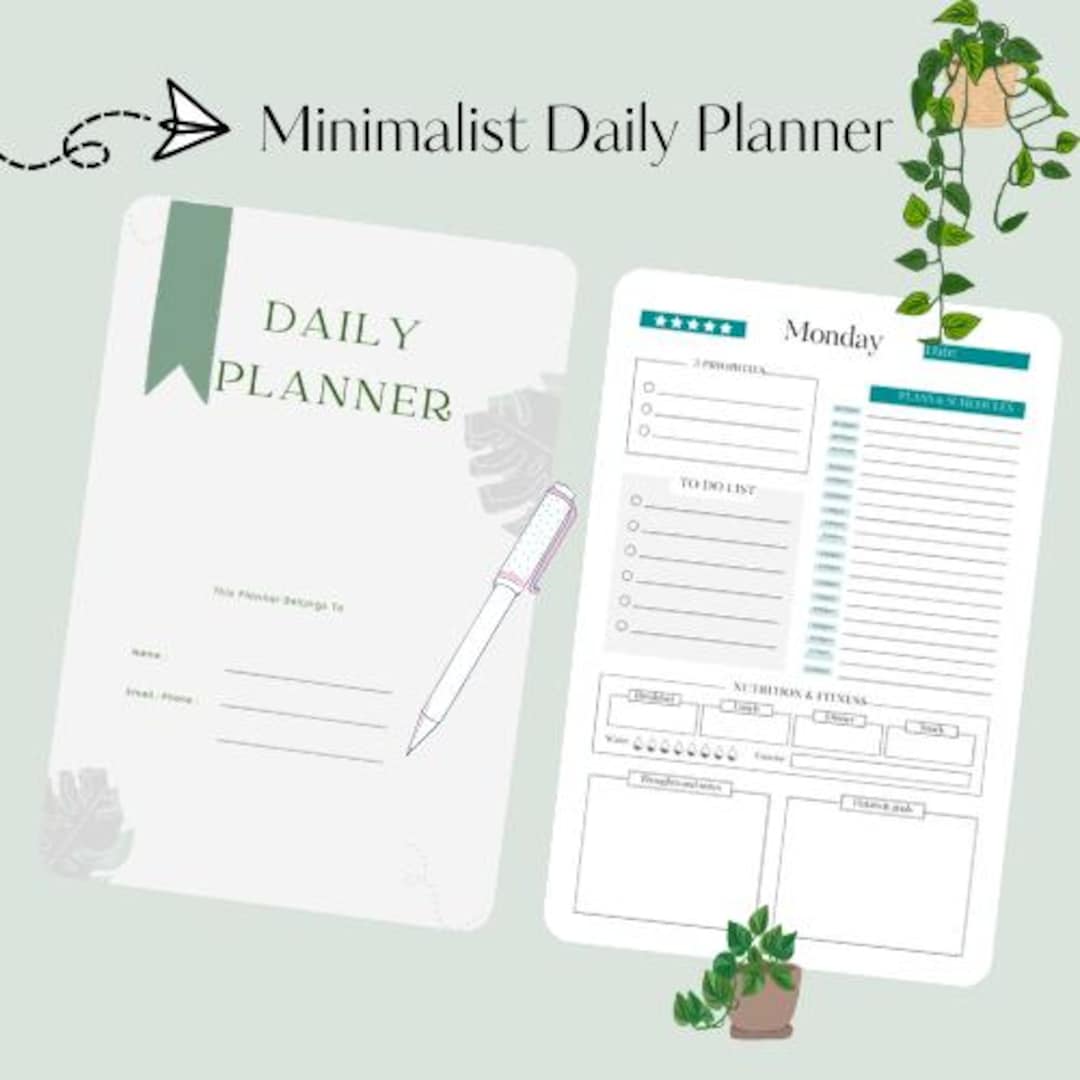 Minimalist Daily Planner | Printable PDF Planner for Productivity, Time ...