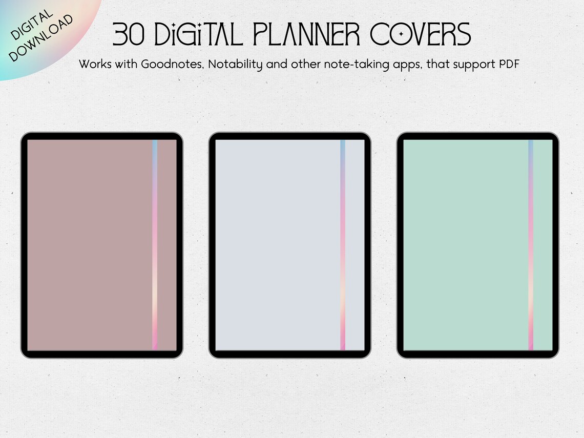 30 Minimalist Holo Digital Notebook Cover Collection, Goodnotes ...