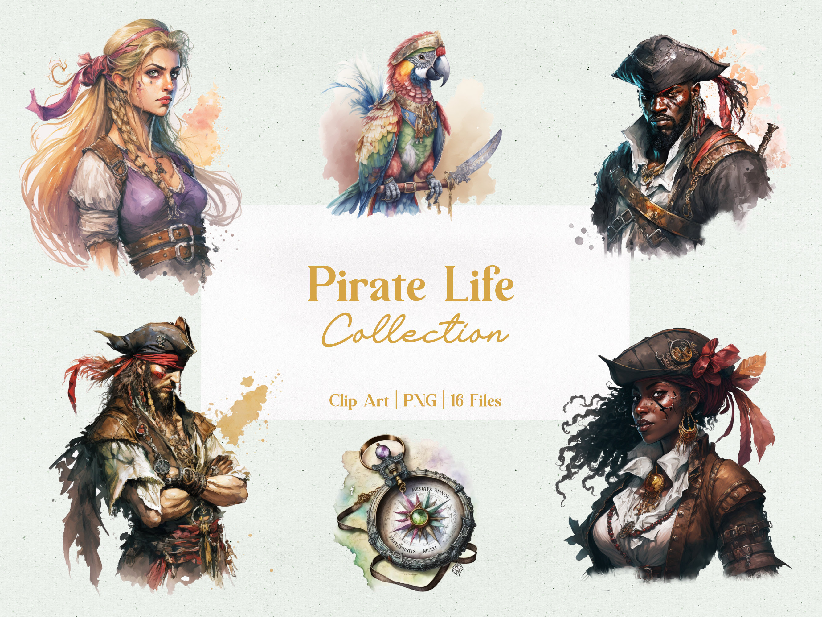 16 Pc Pirate Life Clipart Collection, Commercial Use, Goodnotes, Bonus ...