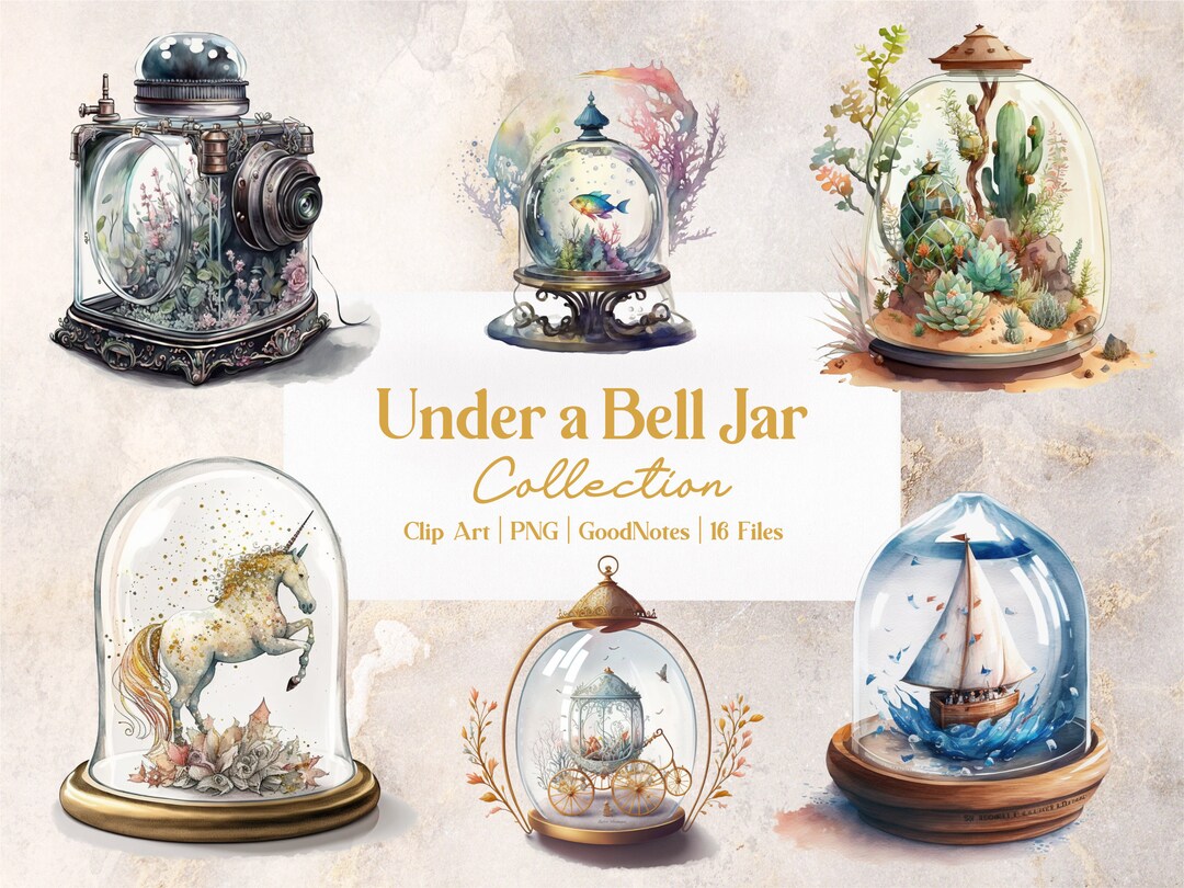 16 Pc Under a Bell Jar Clipart Collection, Commercial Use, Goodnotes ...